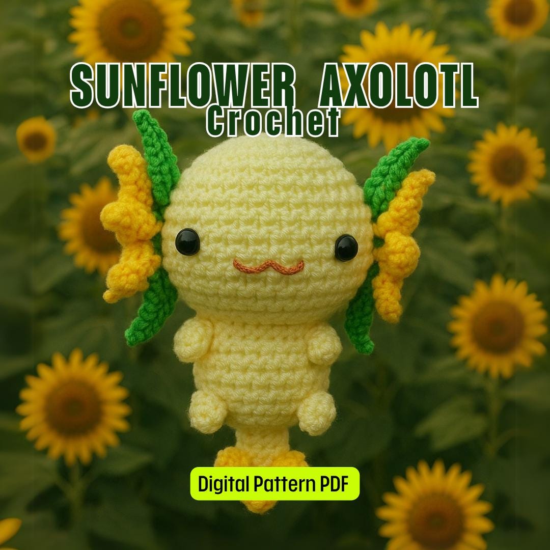 Sunflower Axolotl Crochet Pattern | Amigurumi Axolotl PDF | Cute Flower ...