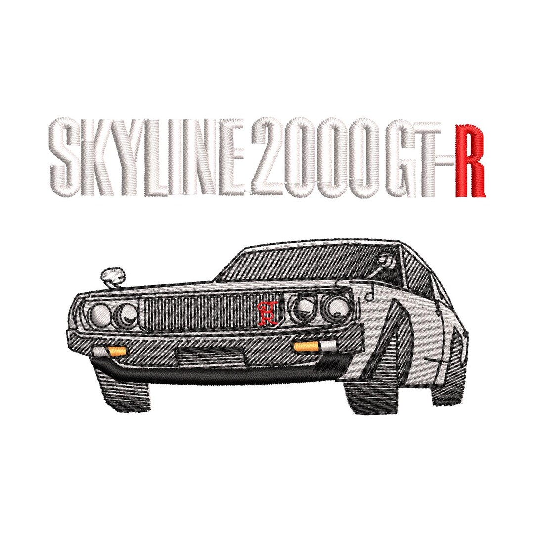Japanese Car Skyline GTR Embroidery Design | Car Embroidery Design ...