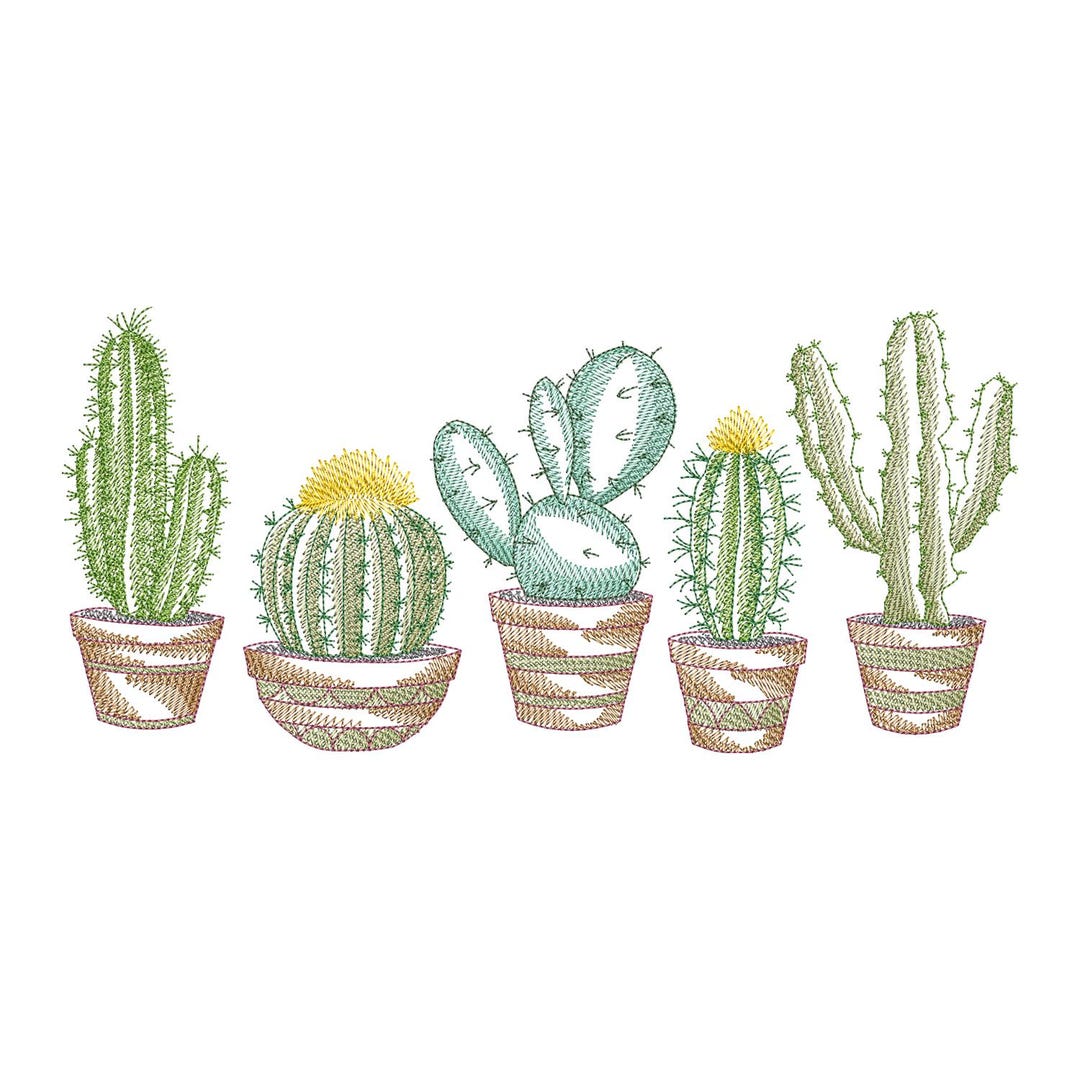 Cactus Embroidery Design | Desert Embroidery | Pot Cactus Embroidery ...