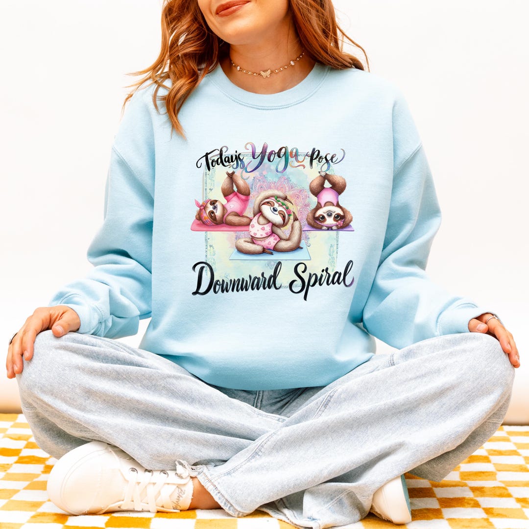Funny Sloth Yoga PNG | Downward Spiral Pose | Cute Mental Health Humor ...