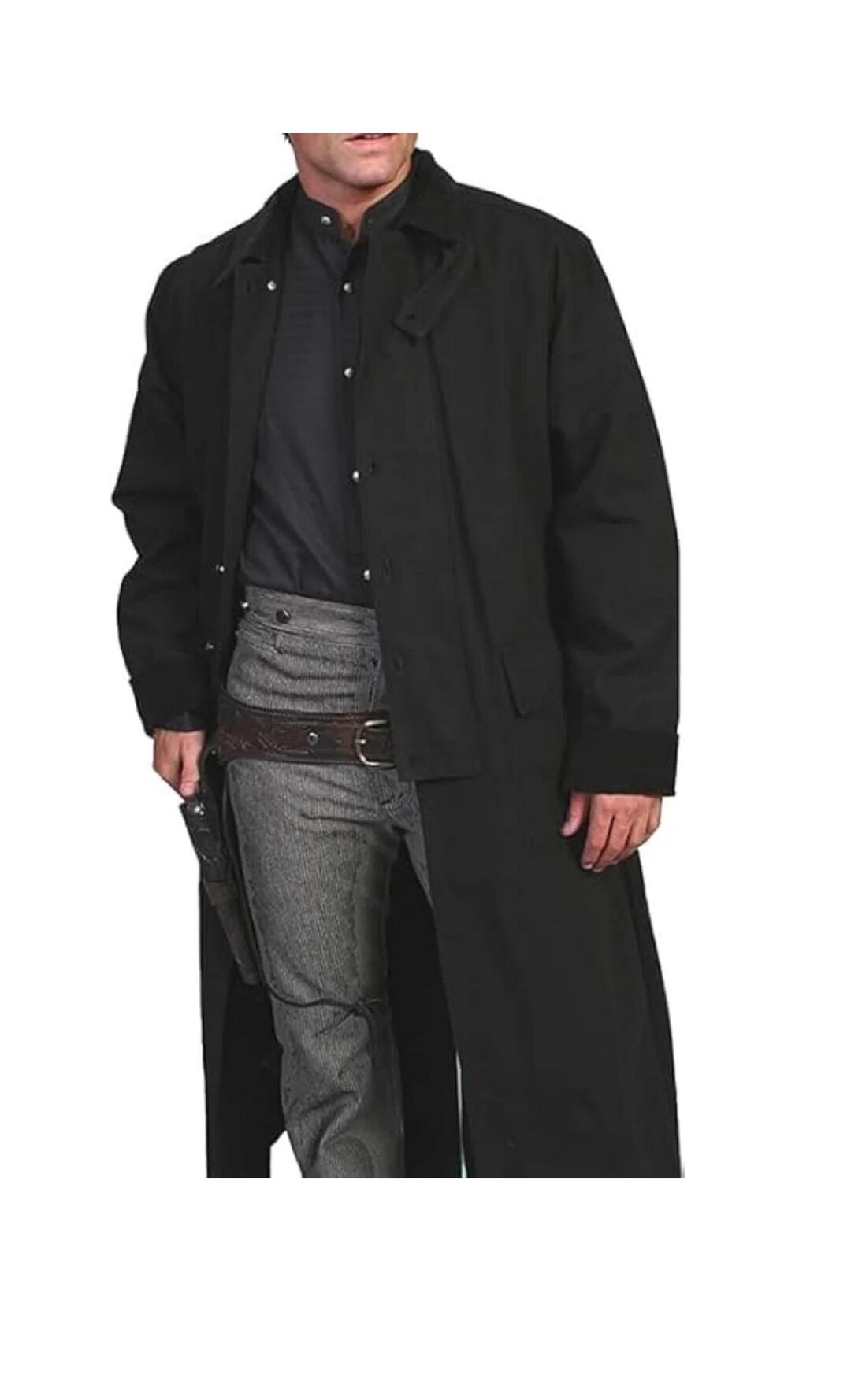 Men's Black Canvas Western Duster Coat: Cowboy Trench Riding Jacket - Etsy