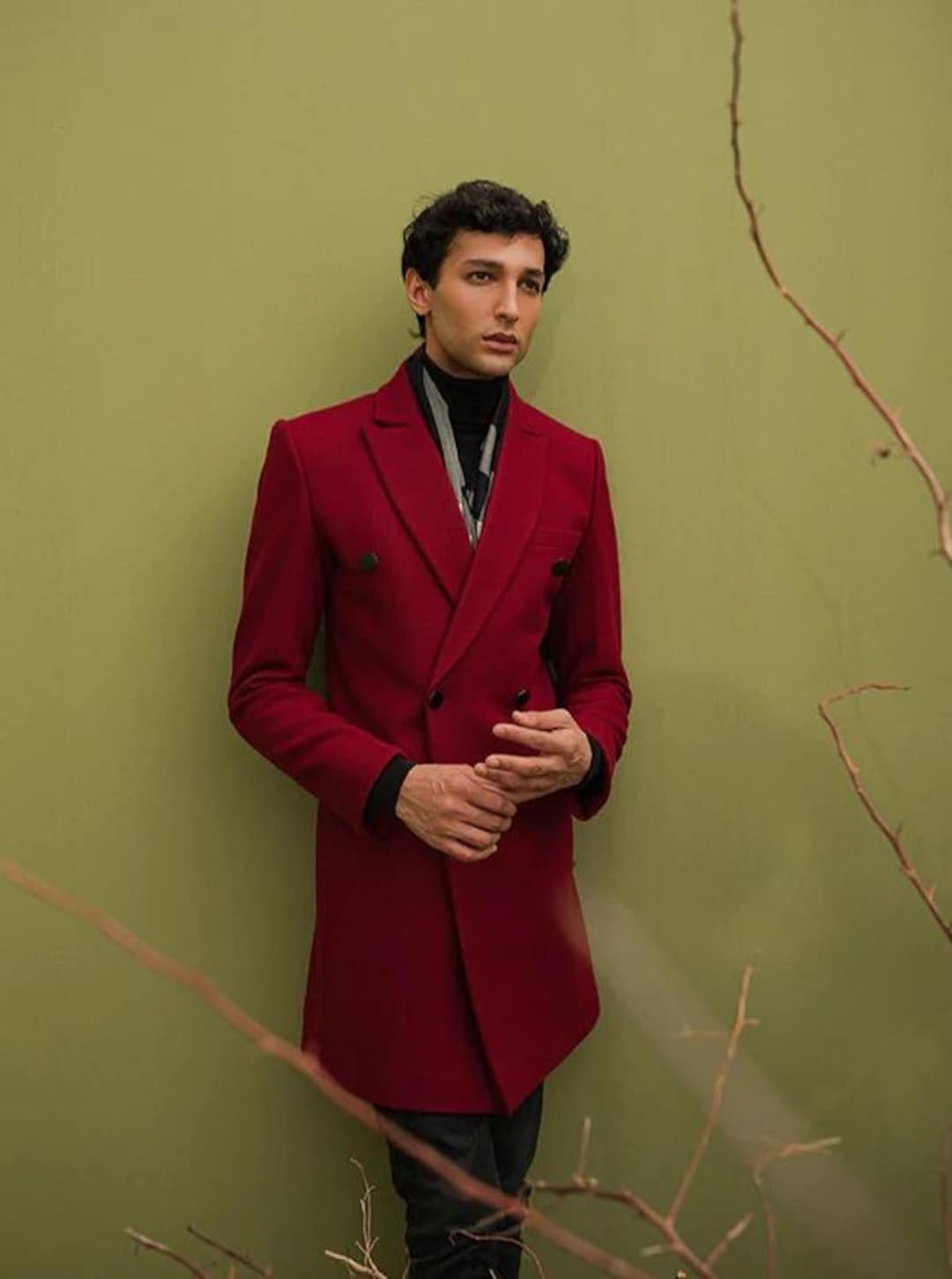 Red Wool Overcoat: Elegant Double-breasted Winter Trench Coat - Etsy