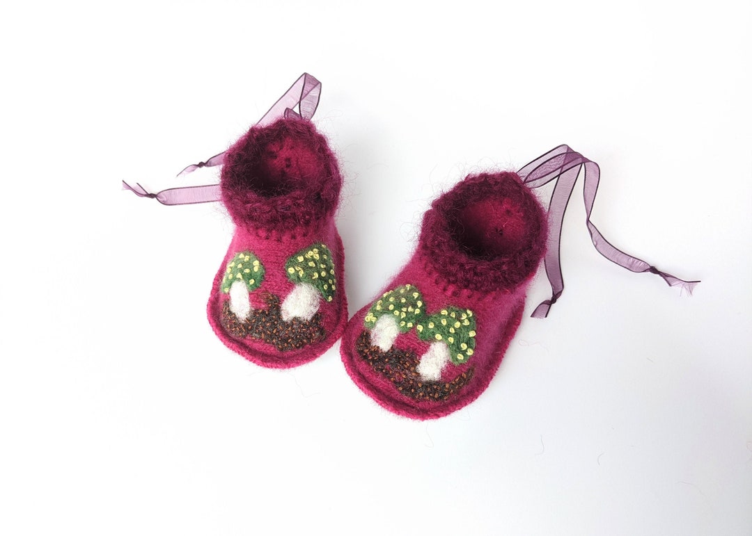 Baby Booties Up-cycled Wool Felted Baby Shoes Soft Baby - Etsy