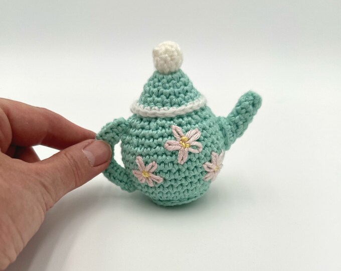 Teakettle Baby Rattle, Amigurumi Teapot, Crocheted Sensory Baby Toy ...