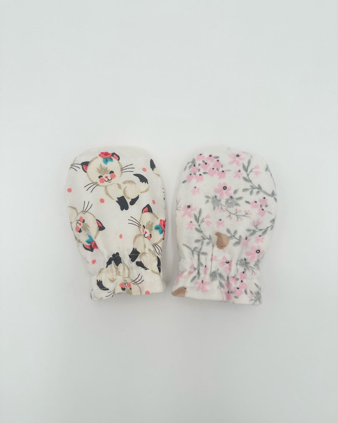 Reversible No-scratch Baby Mittens 6-12 Mos, Kittens, Birds, Cotton ...