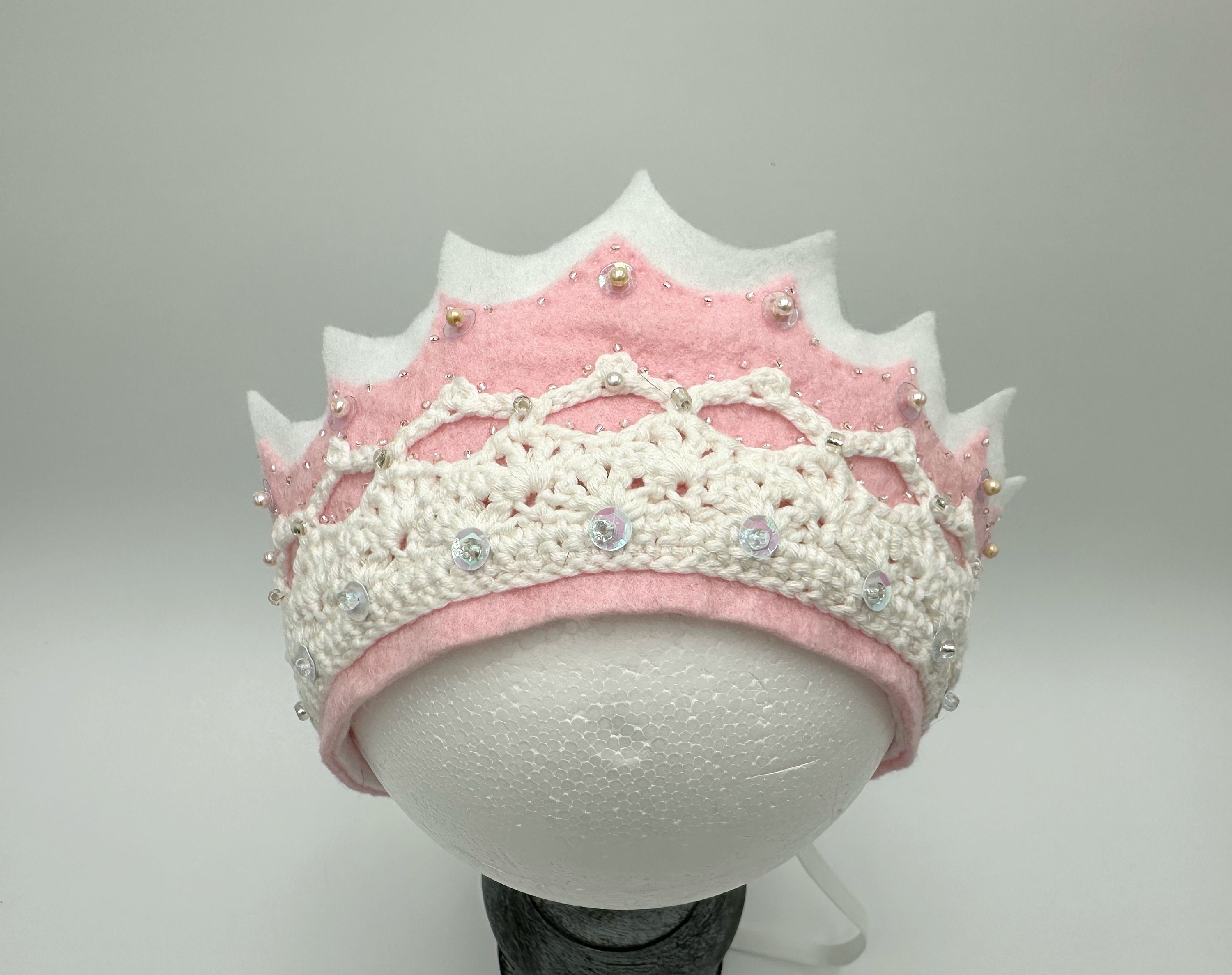 Felt and Crocheted Lace Princess Crown Hand Sewn Sequins and - Etsy