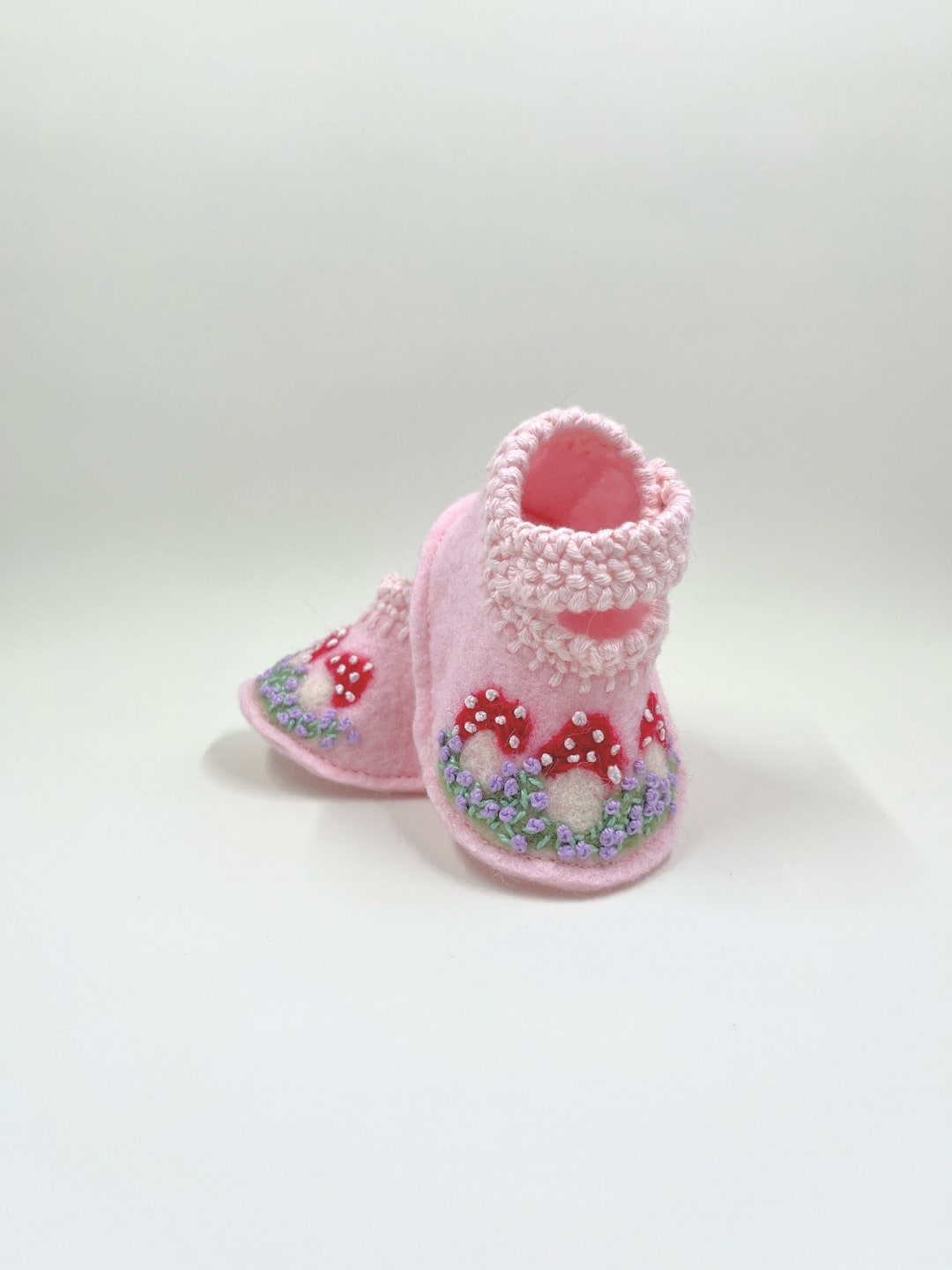 Pink Crib Baby Booties, Wool Felted Baby Shoes, Soft Baby Shoes, Needle ...
