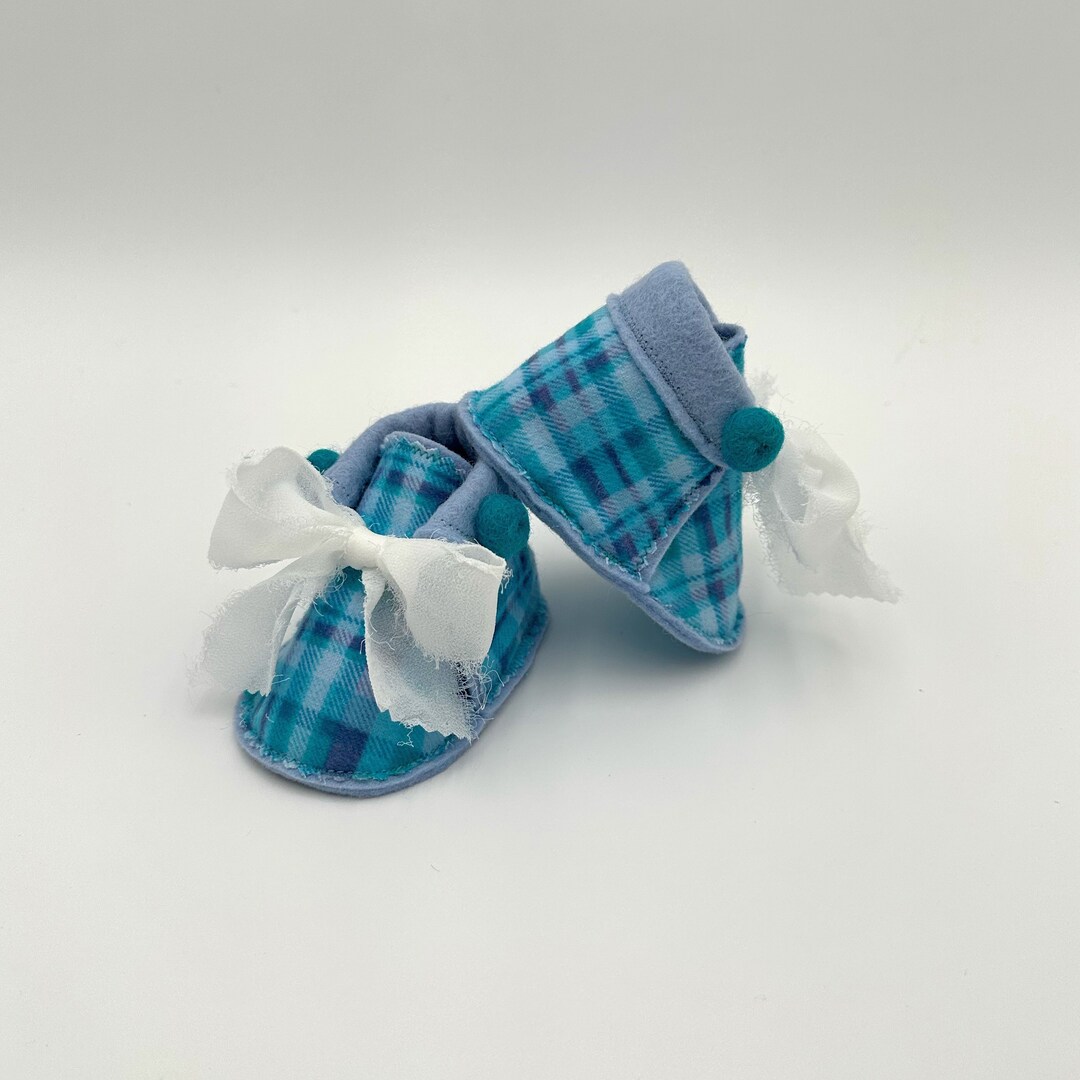 Newborn Wool Felt and Flannel Baby Booties, Soft Crib Shoes, With ...