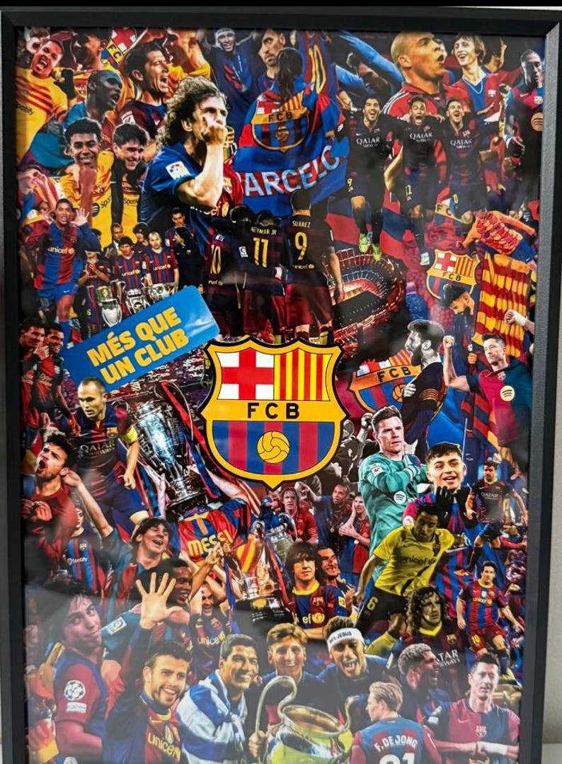 FC Barcelona Legends Collage Poster Framed| Iconic Poster | Wall Decor ...