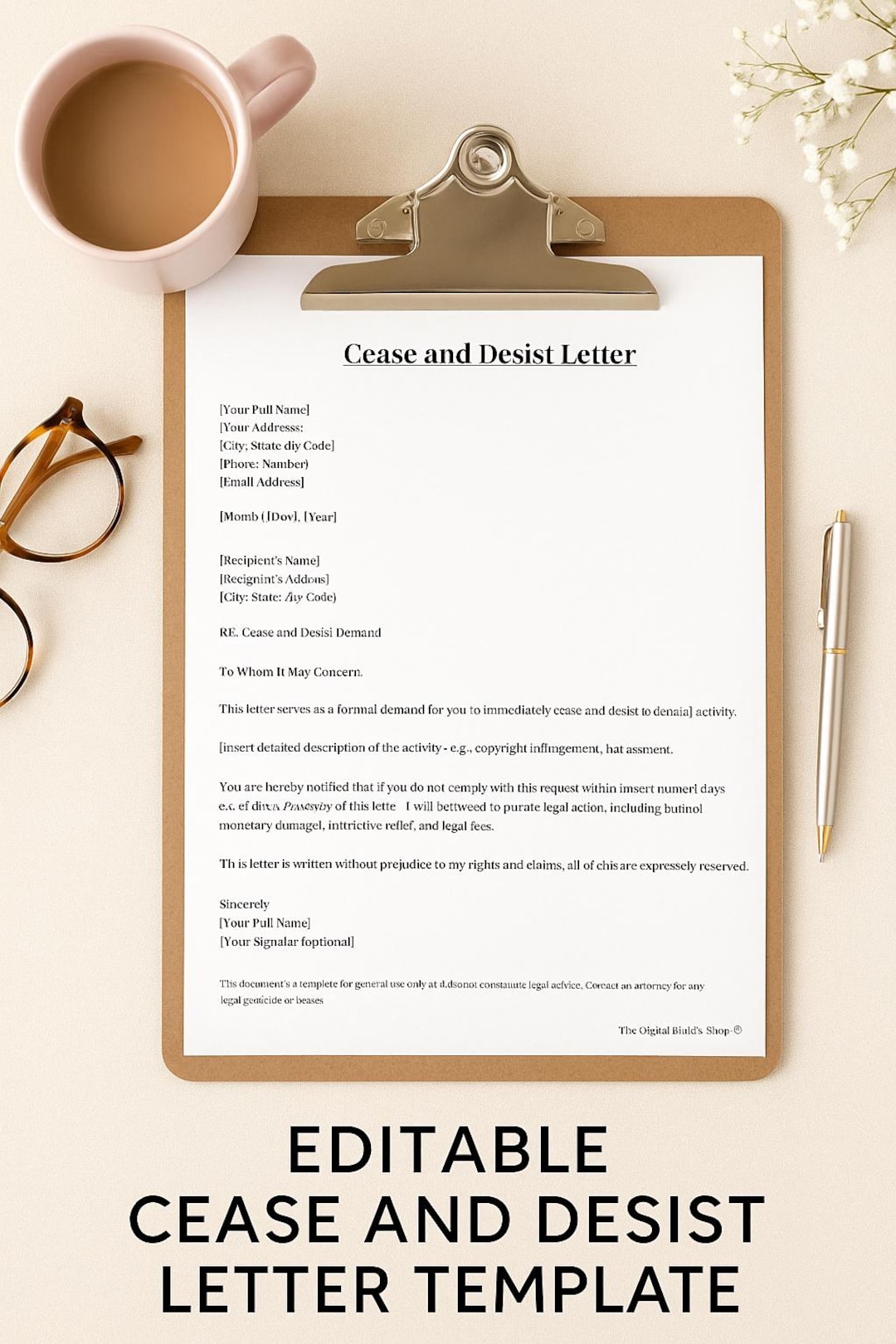 Editable Cease and Desist Letter Template: Canva Legal Form (printable ...