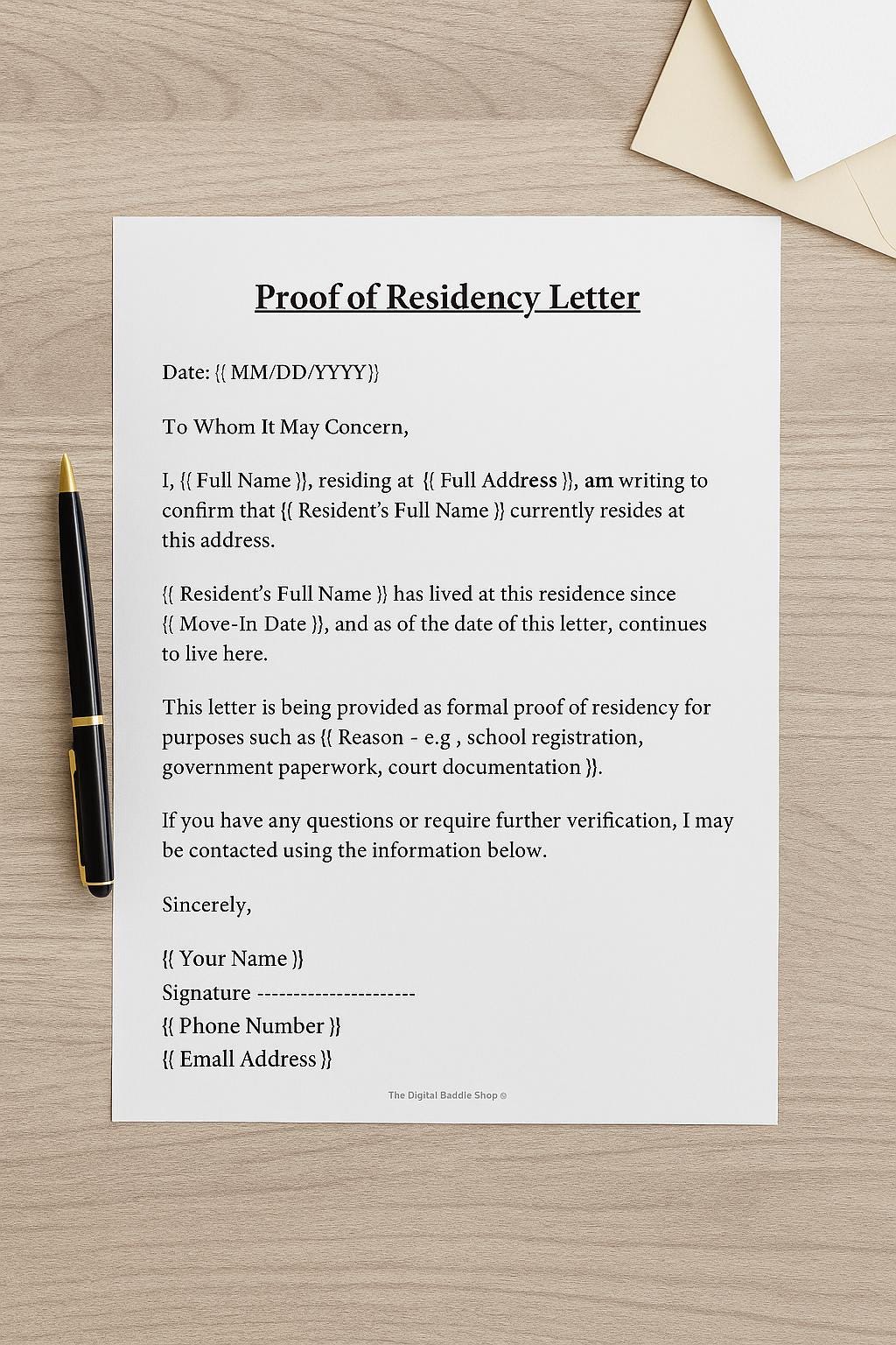 Proof of Residency Letter Template - Editable Canva Address ...