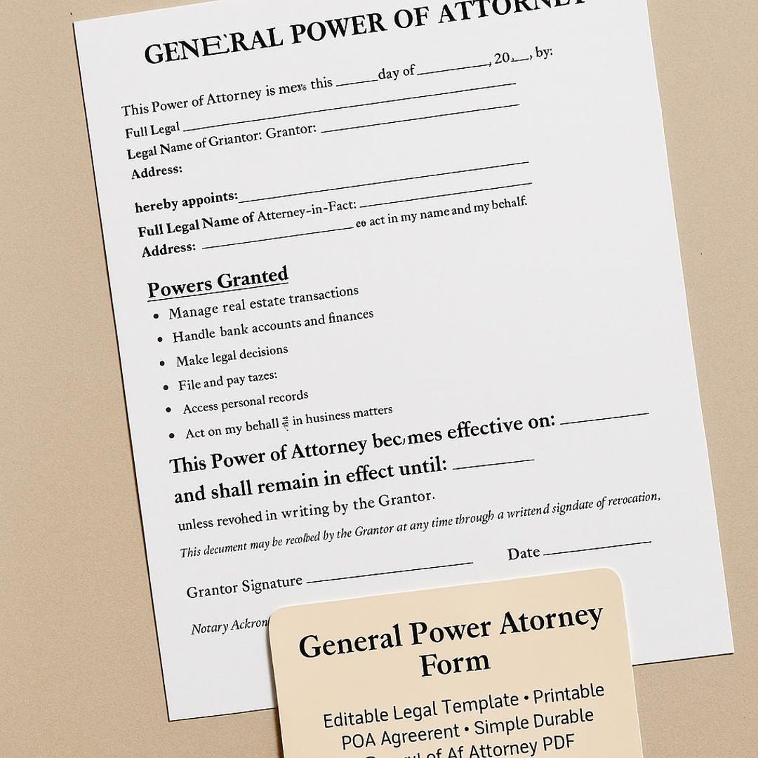 General Power of Attorney Form | Editable Legal Template | Printable ...