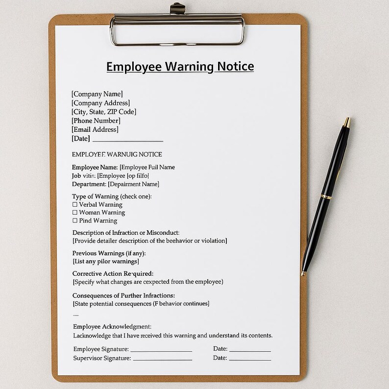 Employee Warning Notice Template | Editable HR Write-up Form ...