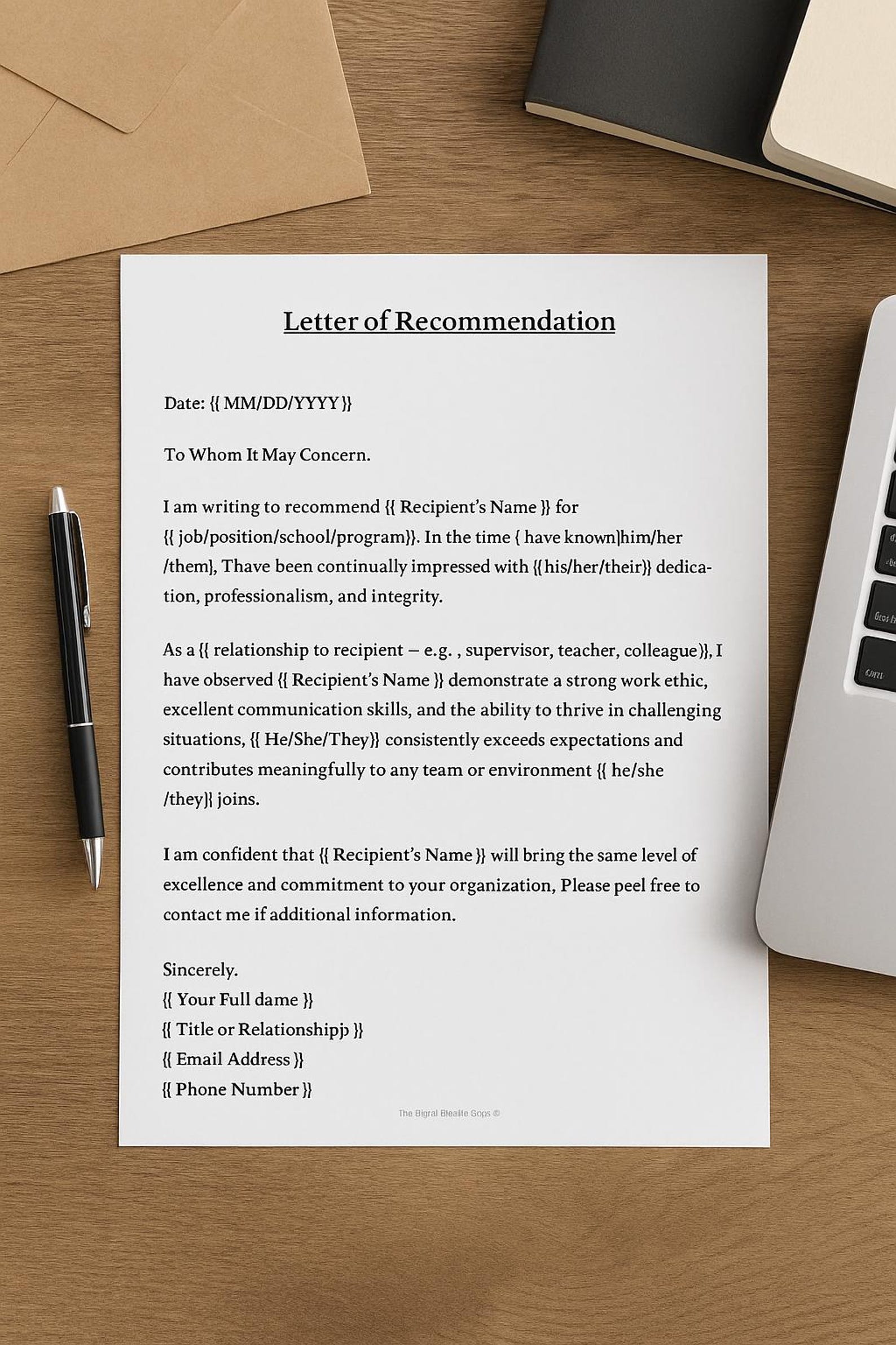 Letter of Recommendation Template - Editable Canva Professional ...