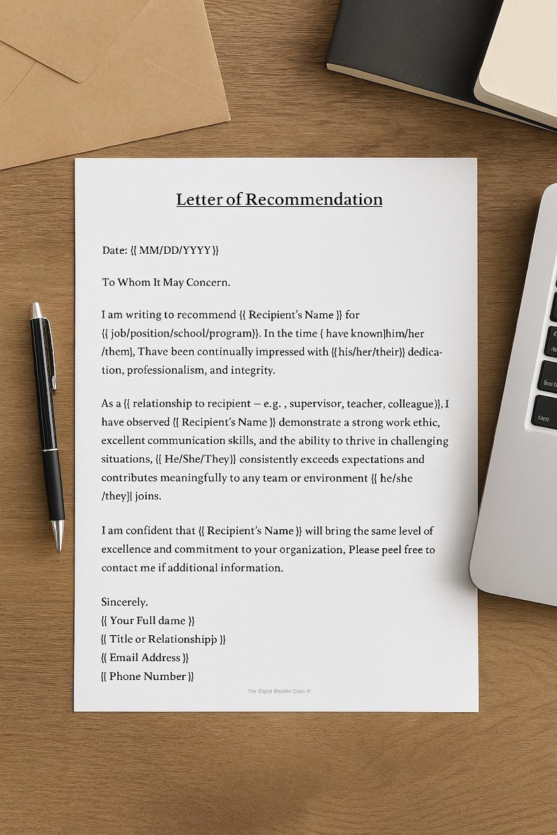 Letter of Recommendation Template - Editable Canva Professional ...