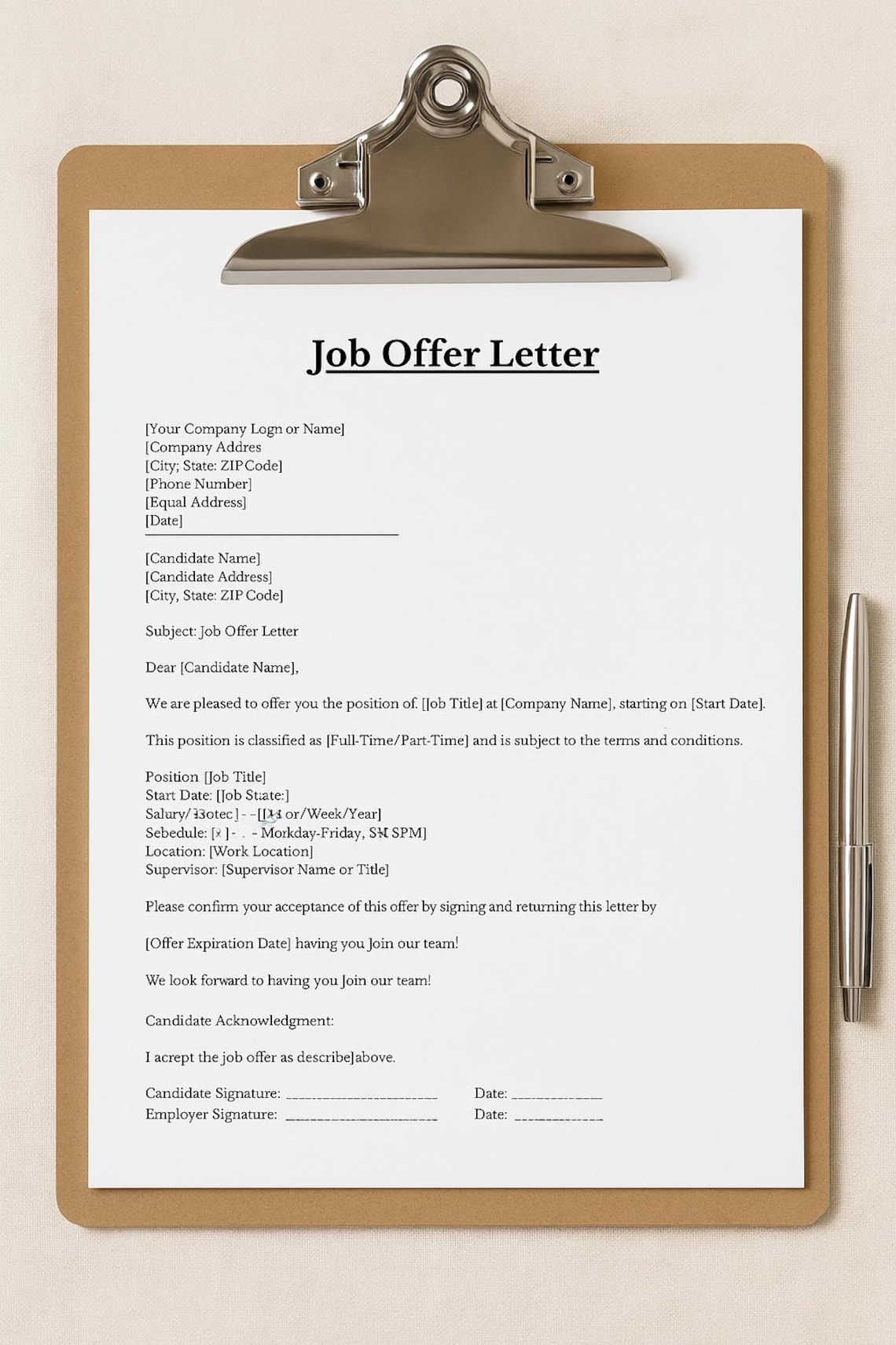 Editable Job Offer Letter Template: HR Hiring Document (canva Template ...