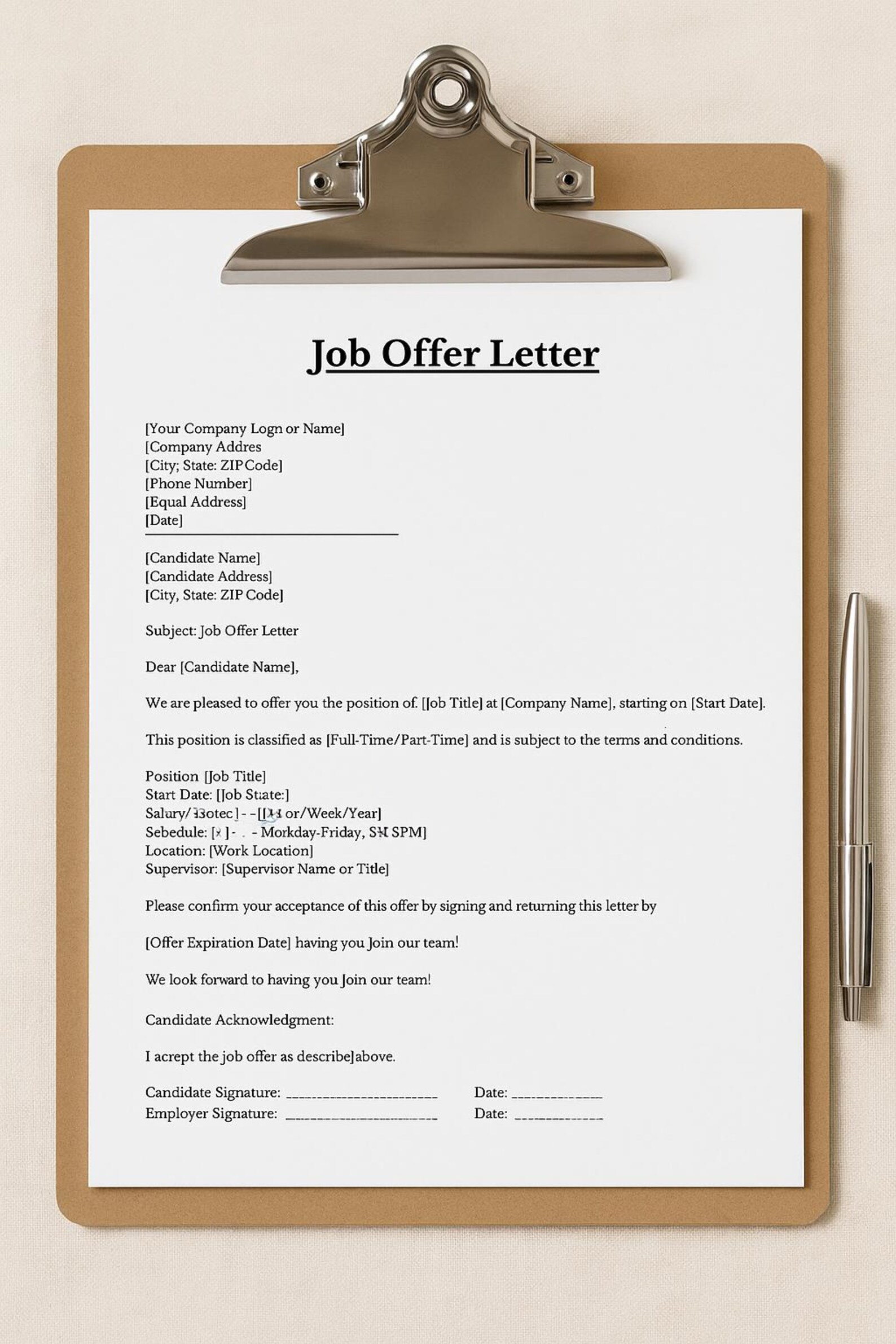 Editable Job Offer Letter Template: HR Hiring Document (canva Template ...