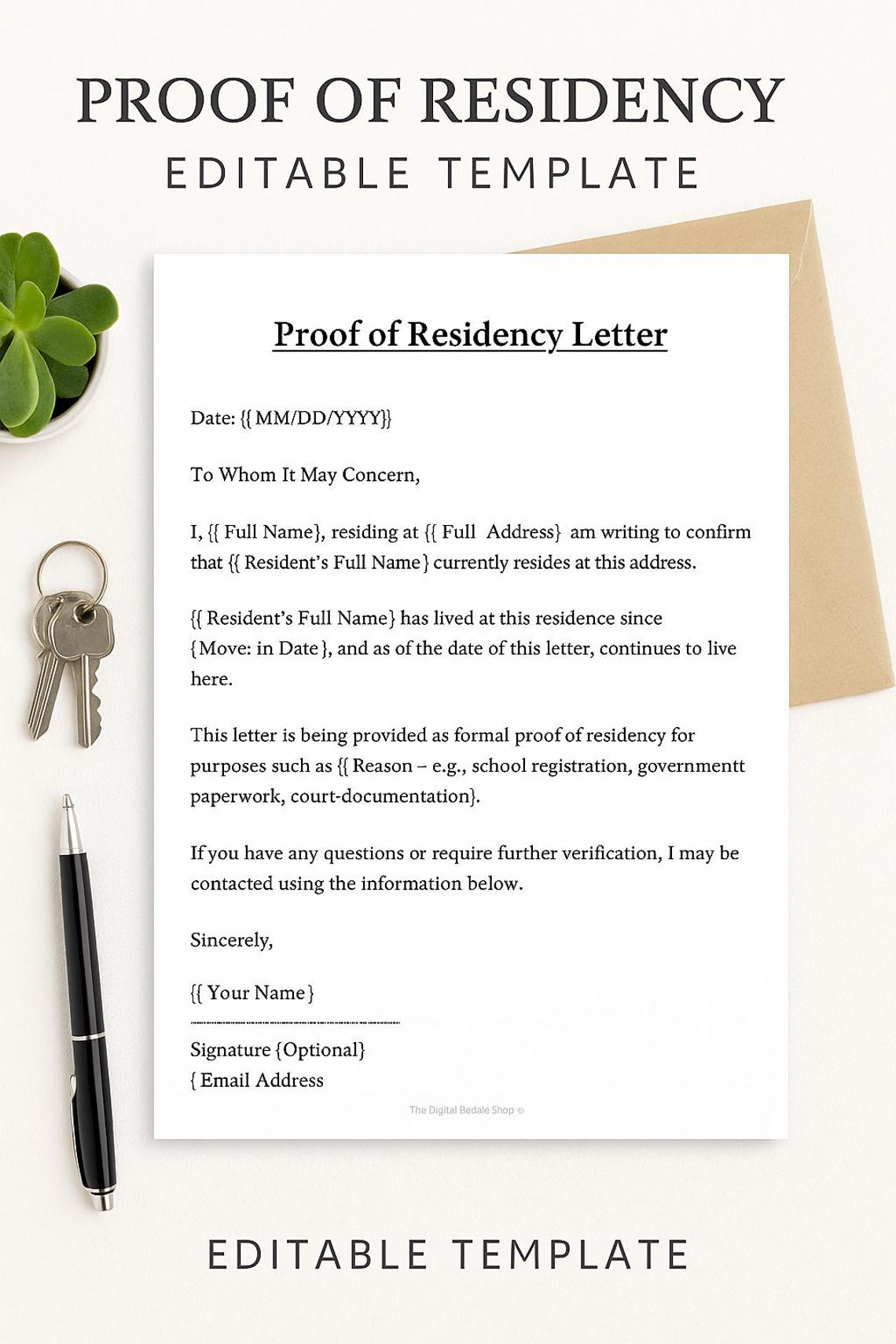 Proof of Residency Letter Template - Editable Canva Address ...