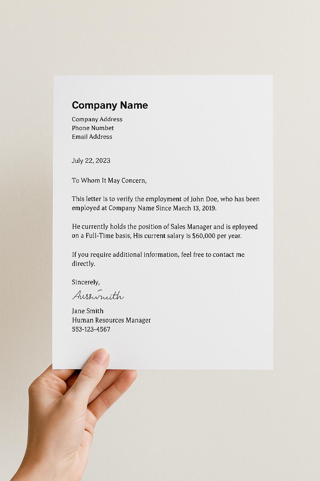 Editable Employment Verification Letter Template: Instant Canva ...