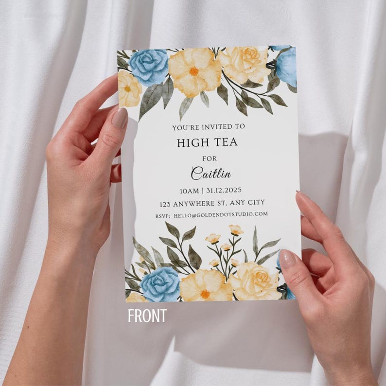 Floral High Tea Party Invitation Template: Editable Canva Design ...
