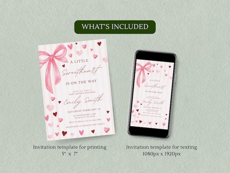 Editable Little Sweetheart Baby Shower Invitation Valentine Invite ...