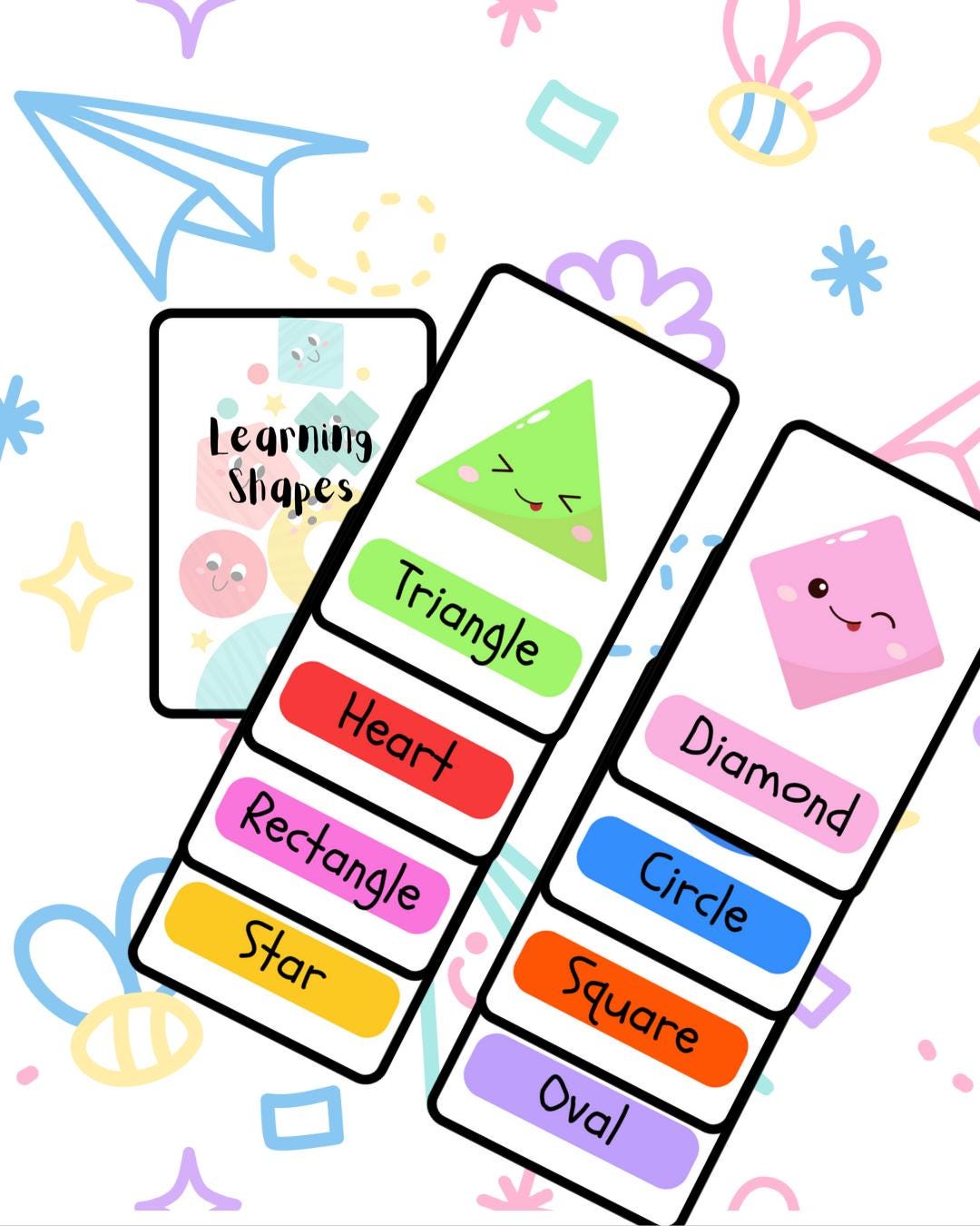 Printable Shapes Flashcards for Kids - Digital Download PDF - Etsy