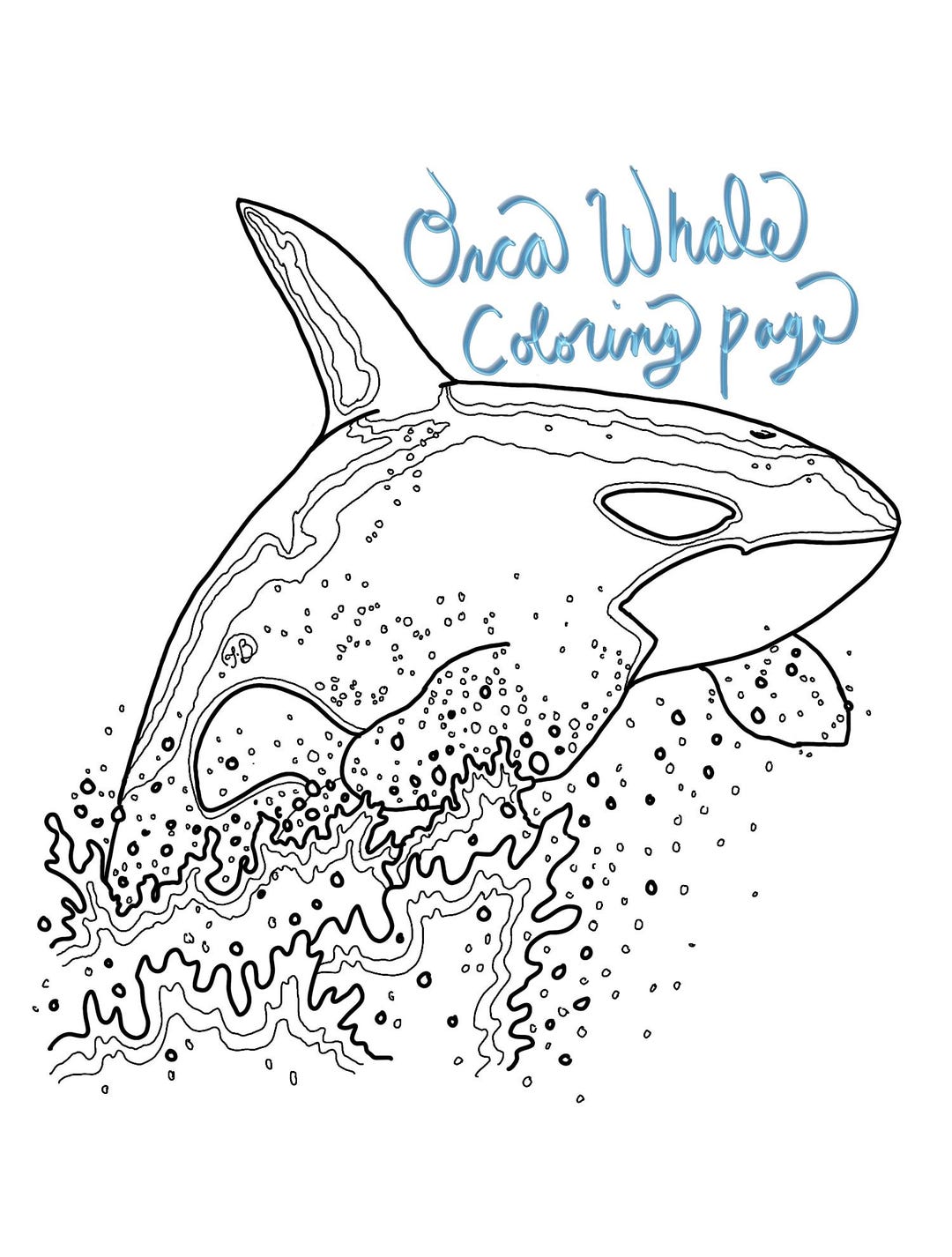 Orca Whale Coloring Page, Hand-drawn Orca Whale Illustration, Instant ...