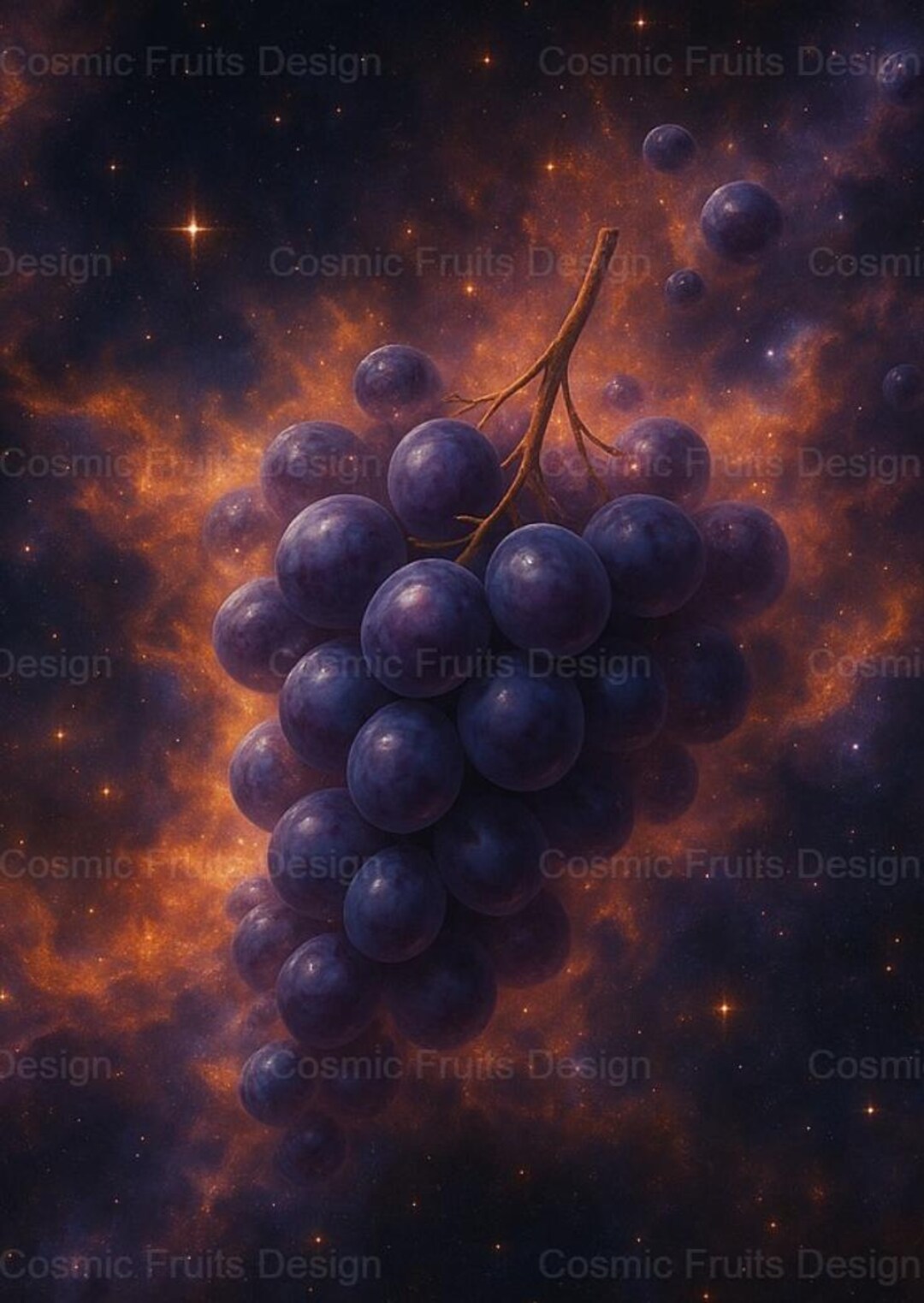 Galactic Grape Nebula – Ai-generated Art Print – Surreal Cosmic Decor ...