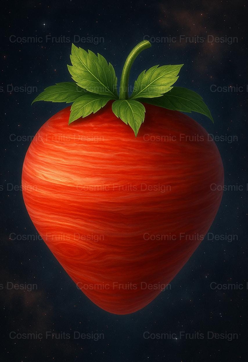 Giant Strawberry Planet – Ai-generated Art Print – Surreal Cosmic Decor ...
