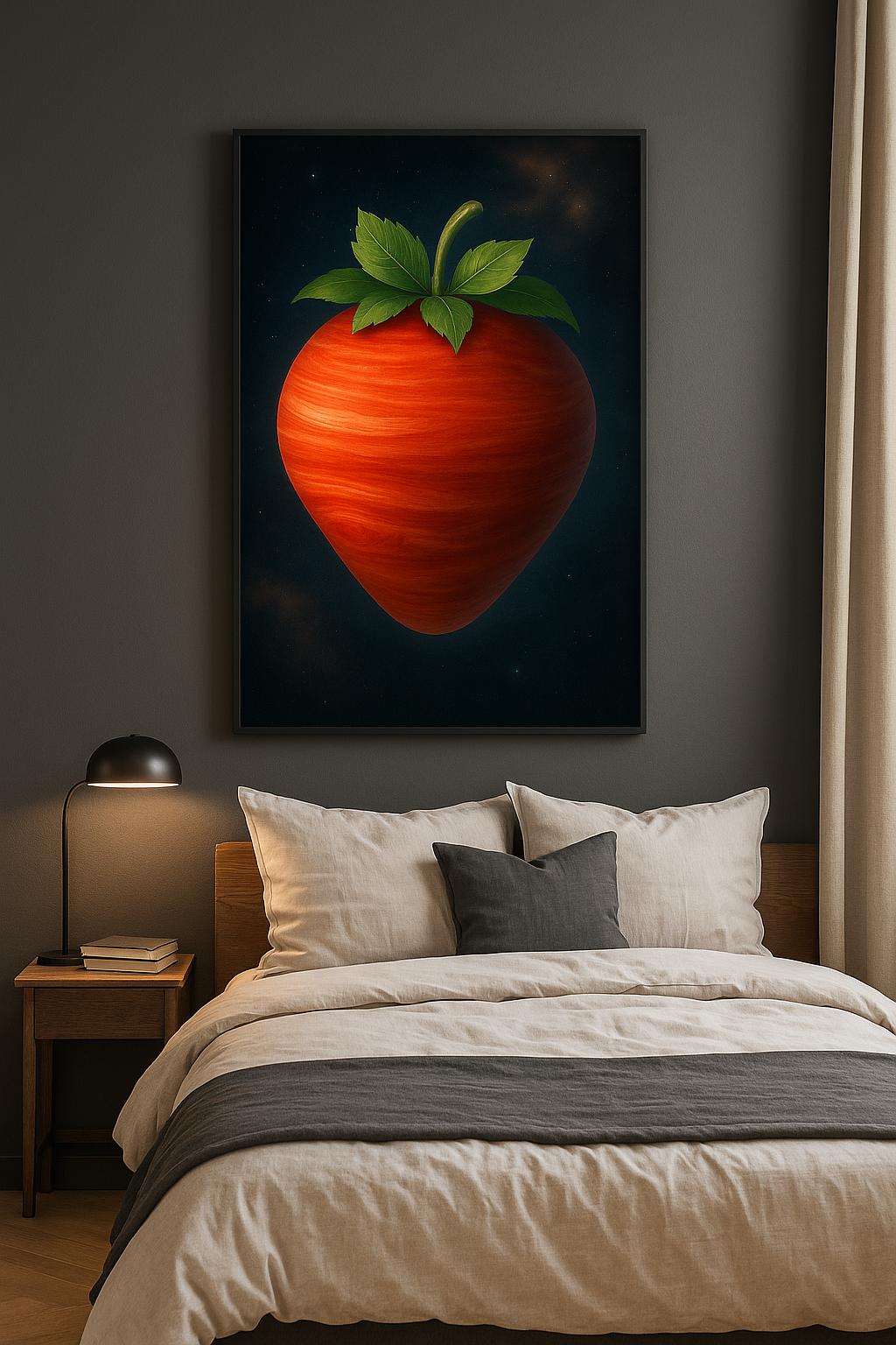 Giant Strawberry Planet – Ai-generated Art Print – Surreal Cosmic Decor ...