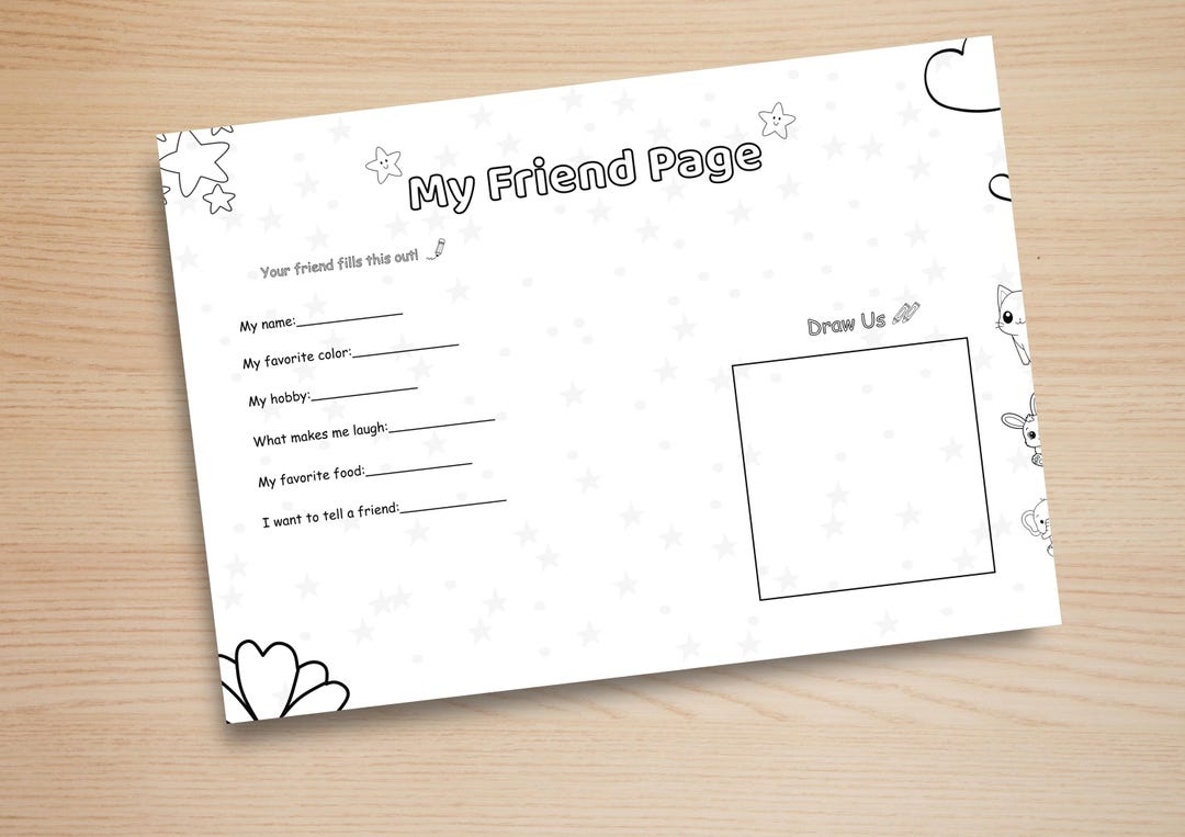 My Friend Page | Printable Kids Activity and Coloring Worksheet ...