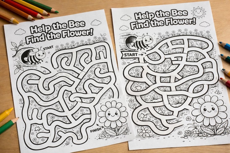 Bee Maze Printable, Kids Activity Pack, 5 Mazes PDF - Etsy