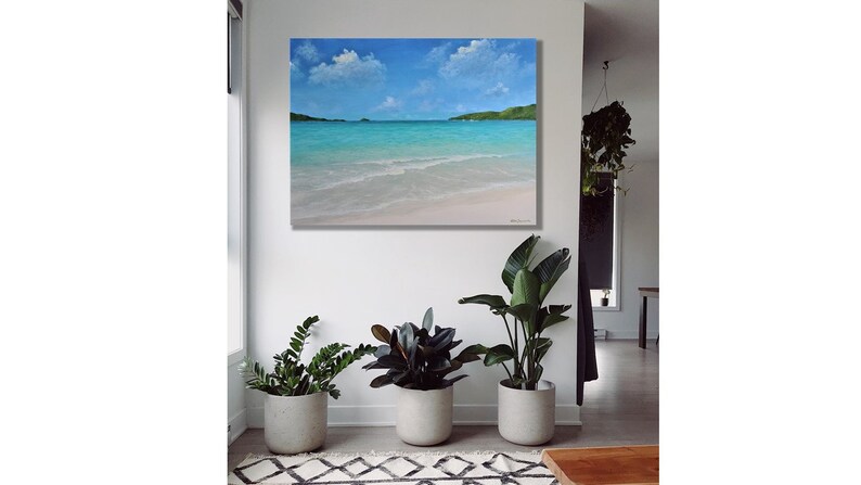 Large Original Tropical Beach Painting, Magens Bay, St. Thomas USVI ...