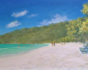 Large Original Tropical Beach Painting, Magens Bay, St. Thomas USVI ...