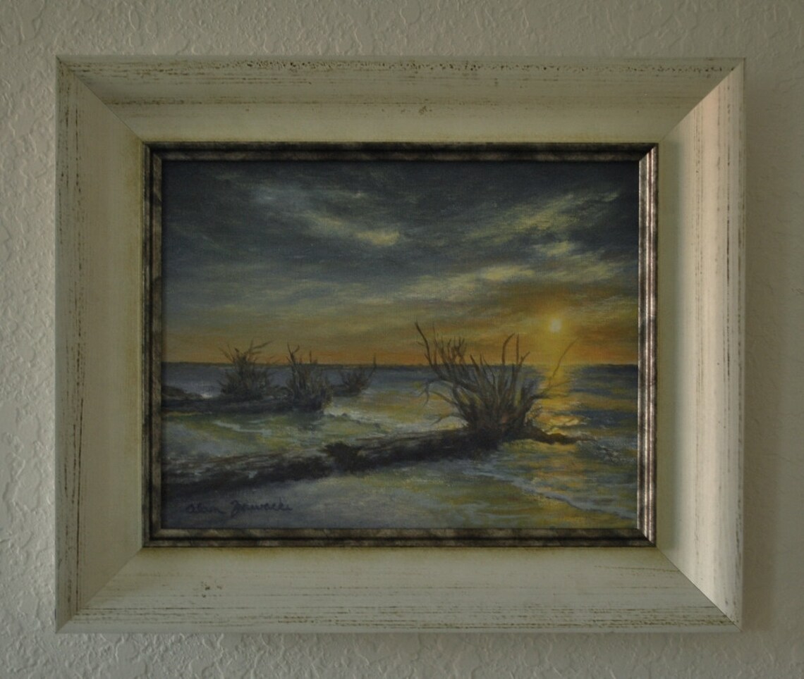 Original Florida Beach Painting, Framed Tropical Seascape, Florida ...