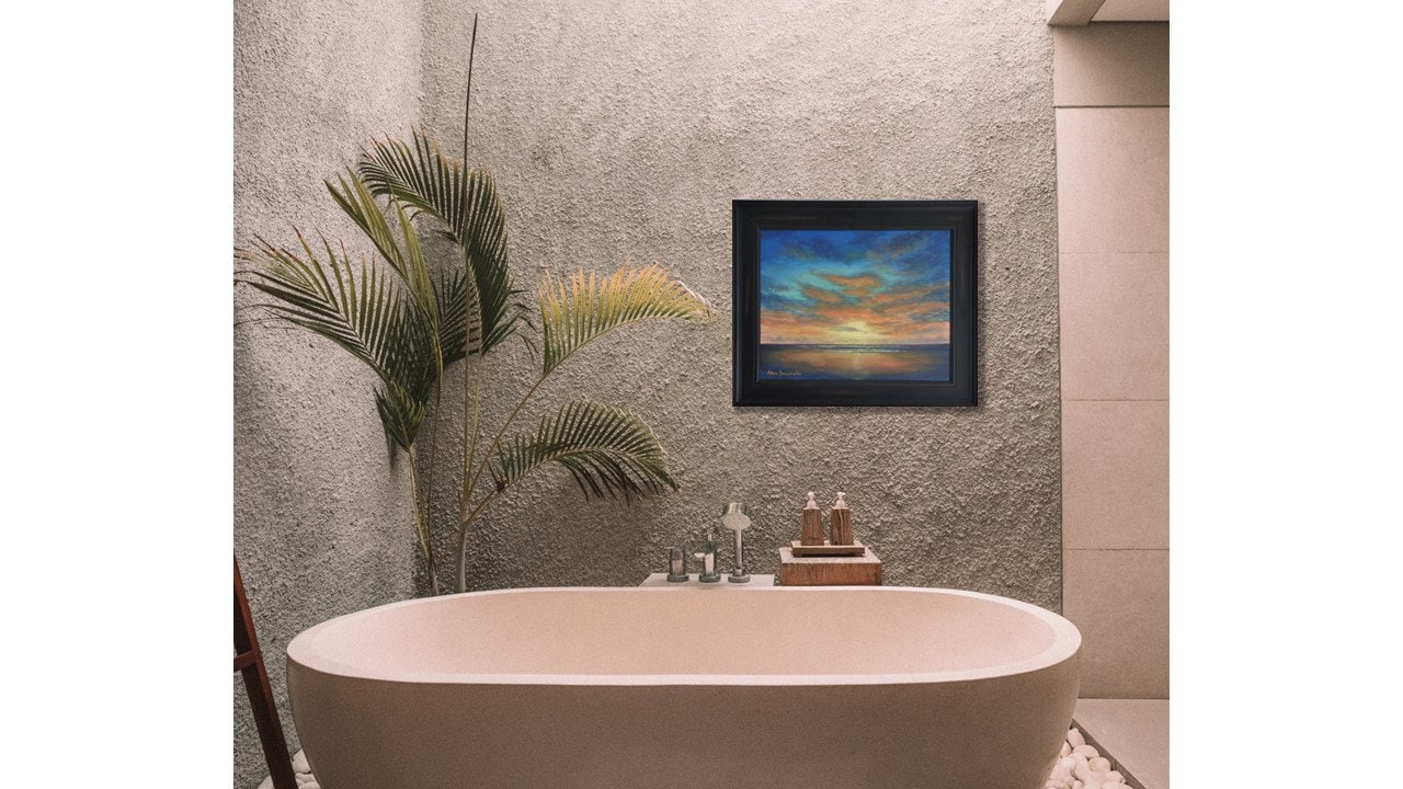 Original Sunset Beach Painting, Sunset Fine Art, Framed Caribbean ...