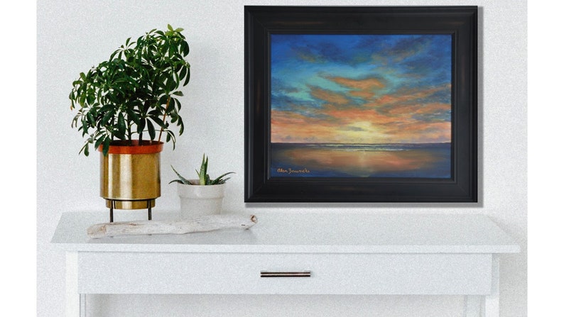 Original Sunset Beach Painting, Sunset Fine Art, Framed Caribbean ...