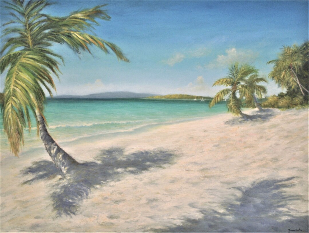 Solomon Beach, St. John US Virgin Islands, Large Original Beach Oil ...