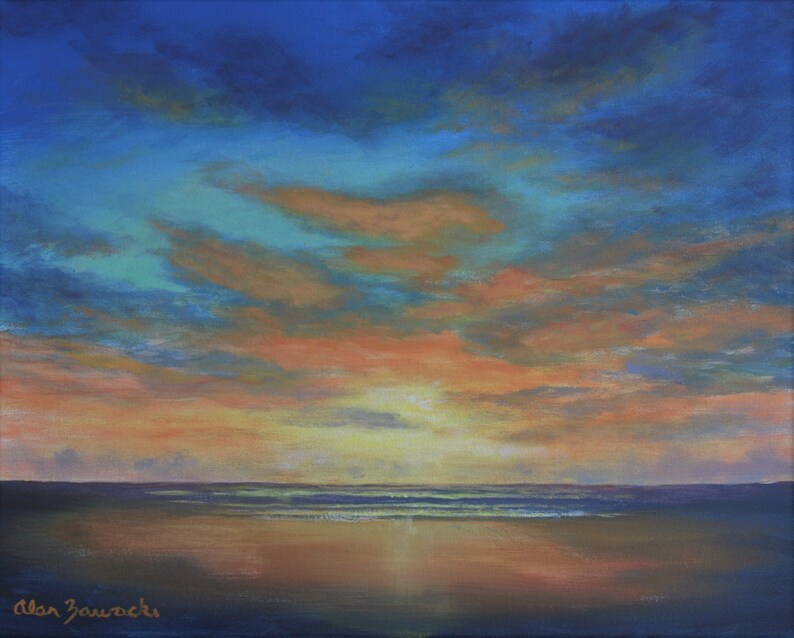 Original Sunset Beach Painting, Sunset Fine Art, Framed Caribbean ...