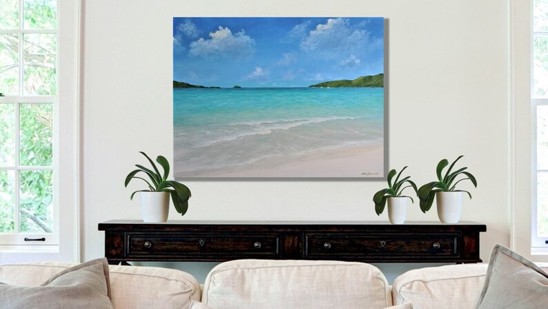 Large Original Tropical Beach Painting, Magens Bay, St. Thomas USVI ...
