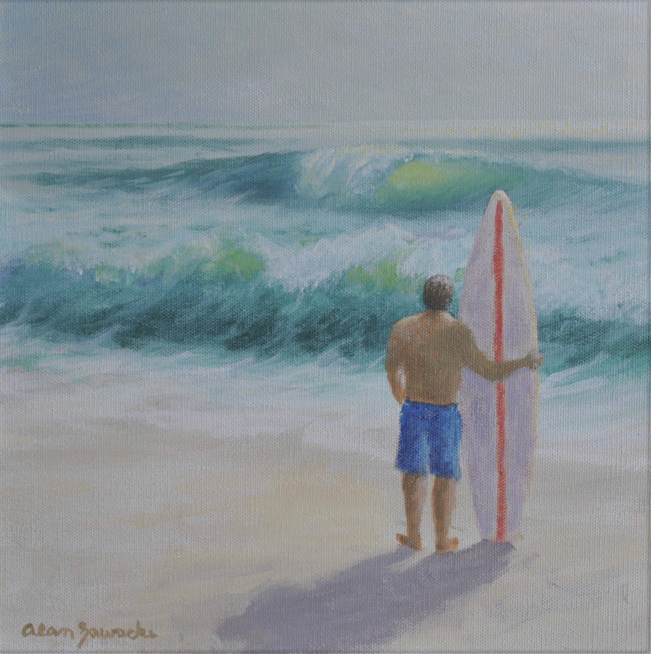 Original Beach Painting, Surfing Painting, Ocean Waves, Tropical ...