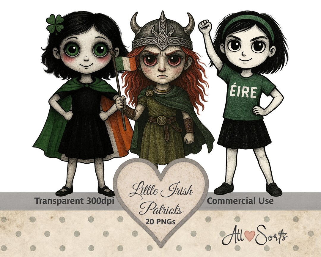 Little Irish Patriots Clipart Pack, 20 Pngs, Vintage Aesthetic, Irish ...