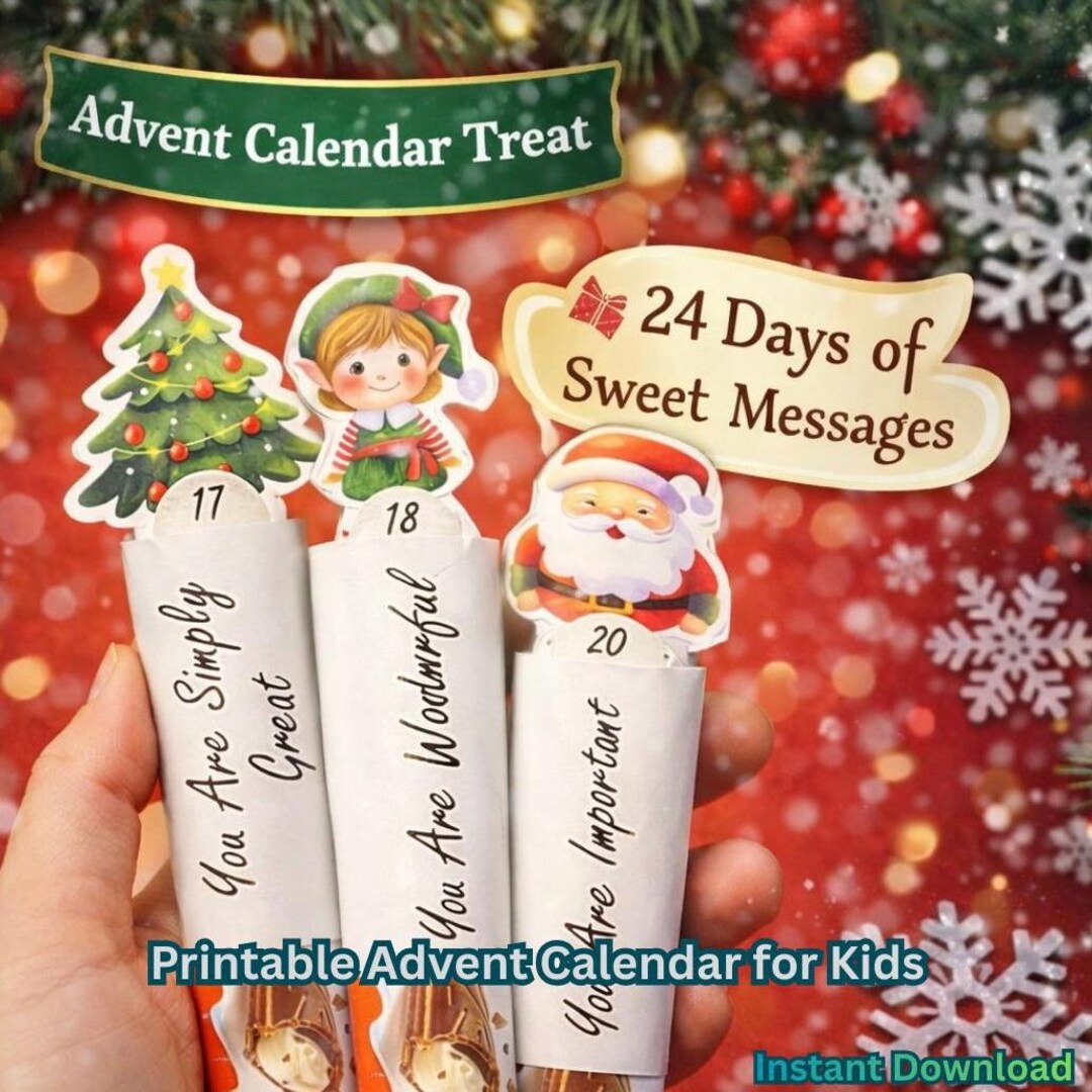 Christmas Advent Calendar Printable for Kids | Chocolate Countdown ...