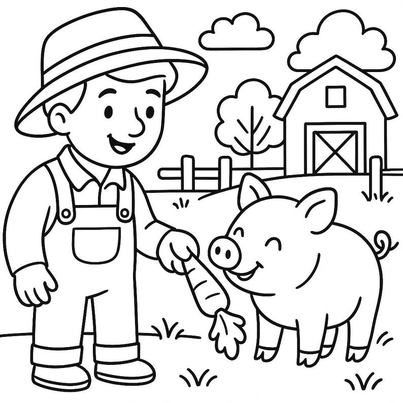 Farm Animal Coloring Pages for Kids – Children's Coloring Sheets, Party ...