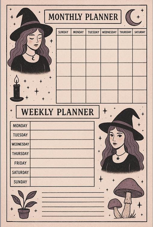 Digital File/printable Witchy Planner Page - Etsy