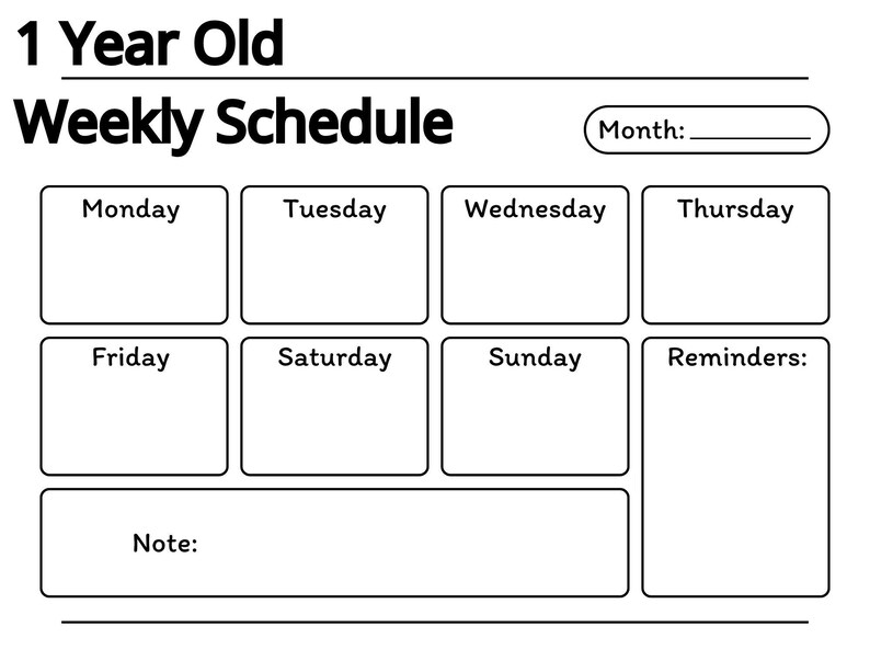 Weekly Schedule Chart for 1 Year Old - Etsy