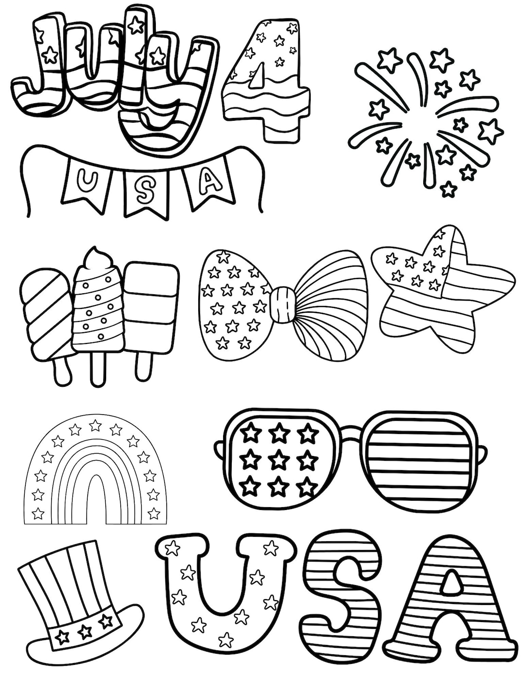 July 4th Coloring Sheets Bundle - Etsy