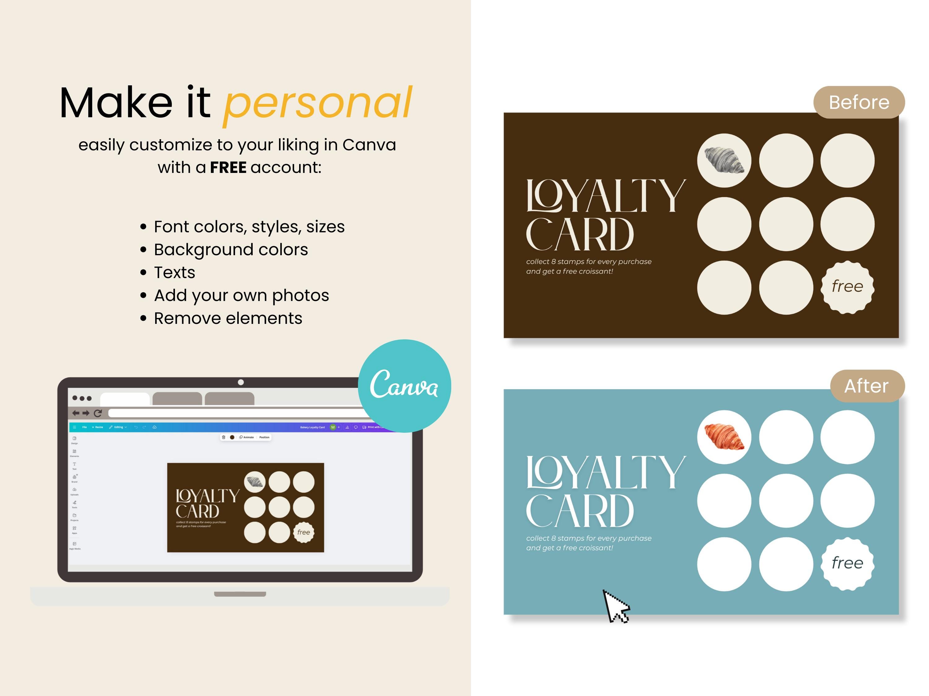 Loyalty Card Design Template for Cafes Bakeries and Restaurants ...