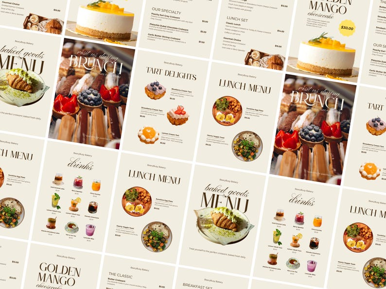Editable Bakery Menu Template for Canva Customizable Cafe and ...