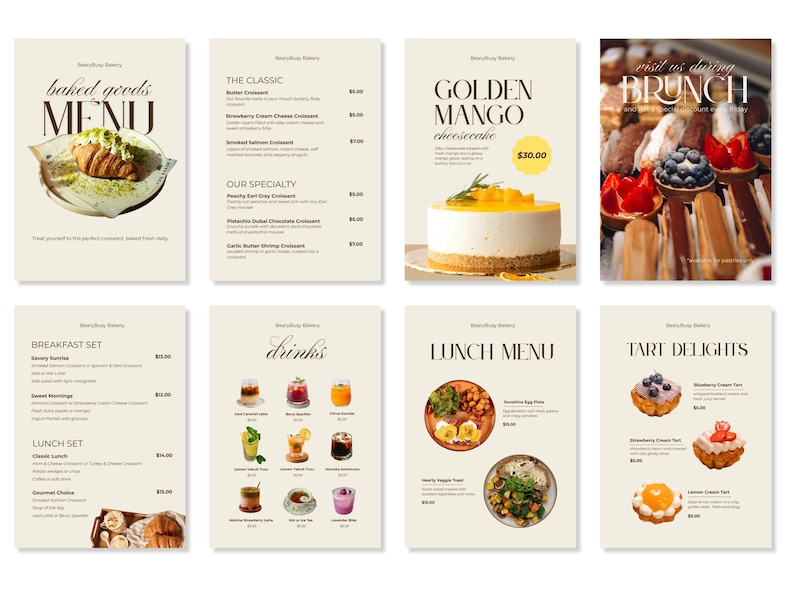 Editable Bakery Menu Template for Canva Customizable Cafe and ...